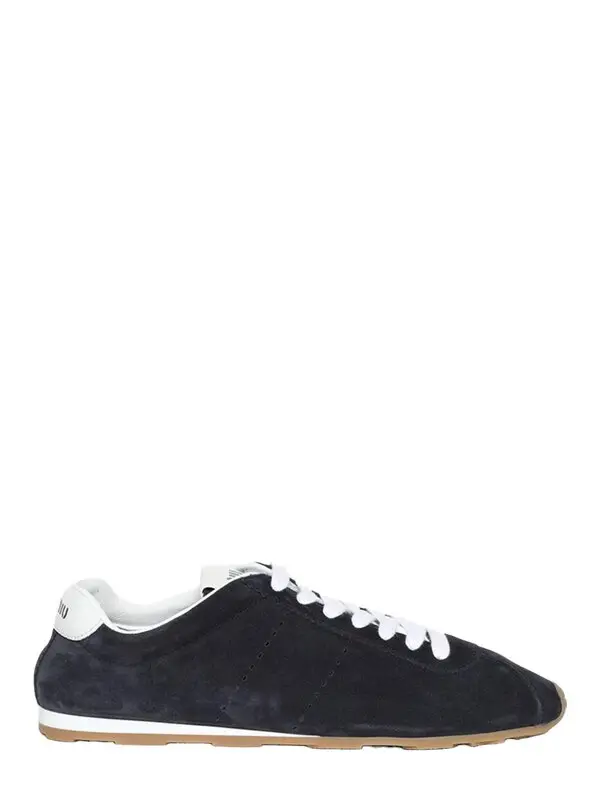 Miu Miu Plume Suede Leather Sneakers - Navy Blue