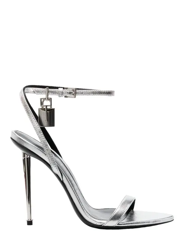 TOM FORD Padlock Leather Heel Sandals - Multicolor