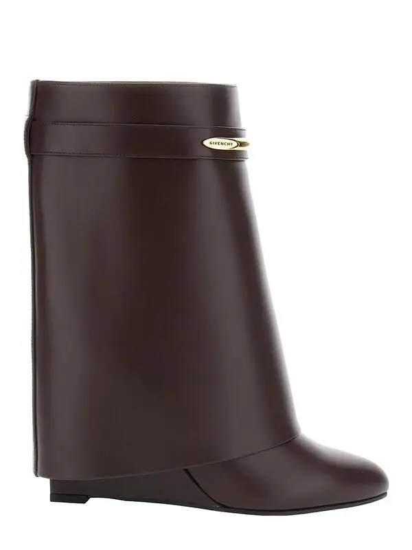 Givenchy Leather Wedge Heel Ankle Boots - Brown