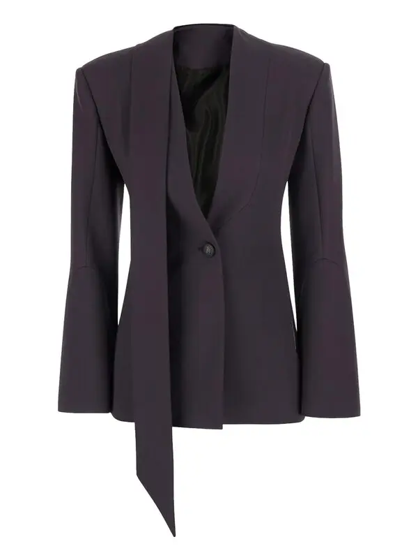 Attico Wool Single-breasted Shawl Lapel Jacket - Multicolor