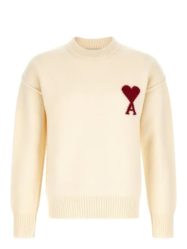 AMI Paris De Coeur Virgin Wool Sweater - Red