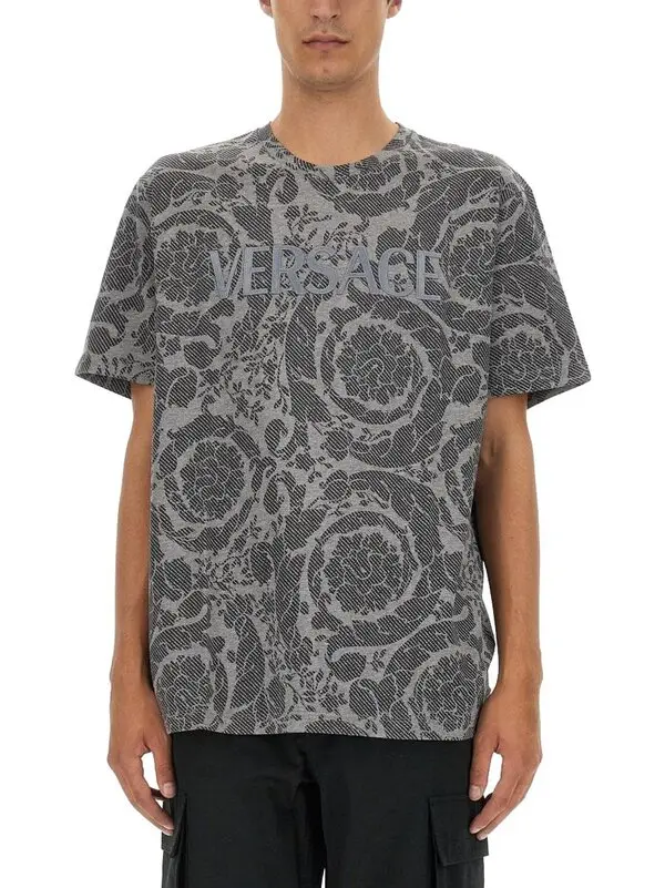 Versace Silhouette Baroque Logo T-shirt - Gray