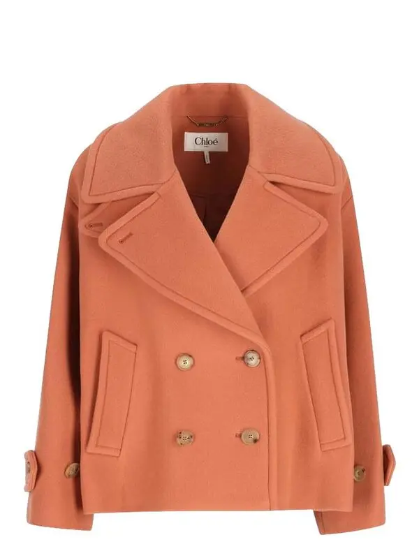 Chloé Oversized Double-breasted Wool Blend Jacket - Orange