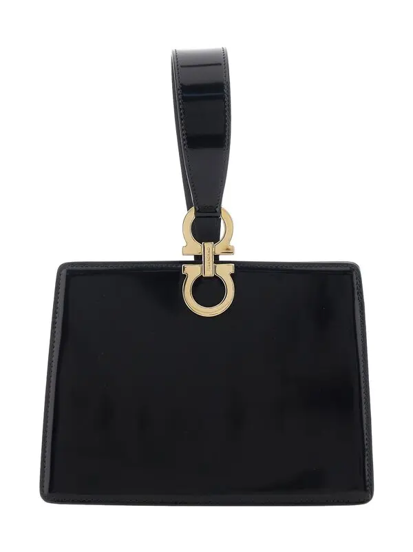 FERRAGAMO Leather Clutch With Gancini Clasp Closure - Multicolor