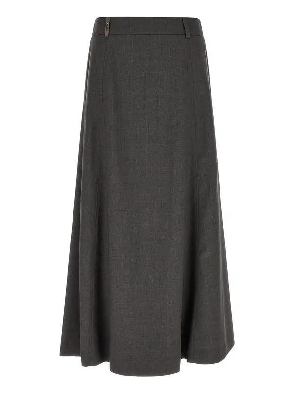 Peserico Flared Virgin Wool Skirt - Gray