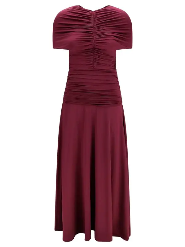 SELF-PORTRAIT Ruched Midi Dress In Jersey - Multicolor