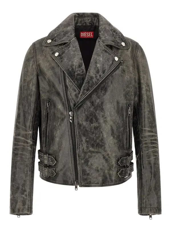 DIESEL® L-eon-cjcm Leather Jacket - Gray