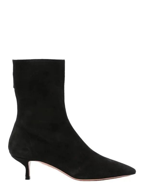 AQUAZZURA Suede Kitten Heel Ankle Boots - Black