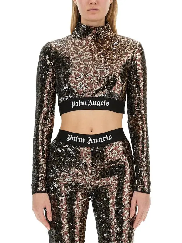 Palm Angels Sequined Crop Top - Multicolor