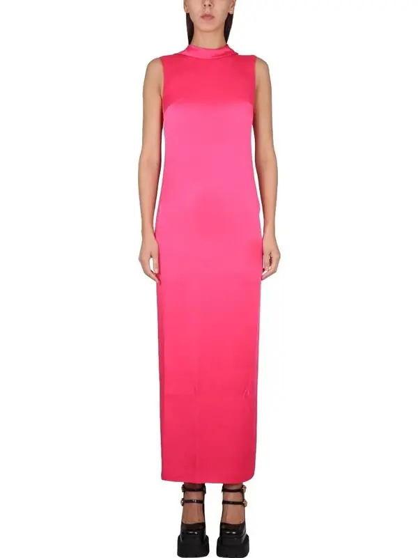 Versace Long Dress With Ring Neckline - Pink
