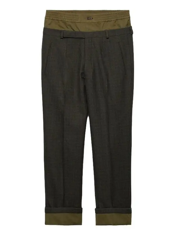 Prada Check Pattern Tailored Trousers - Green