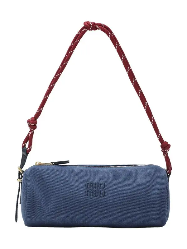 Miu Miu Cotton Gabardine Pouch In Indigo And Amaranth - Blue