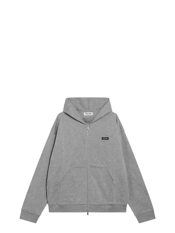 Miu Miu Grey Cotton Zip-up Sweatshirt - Gray