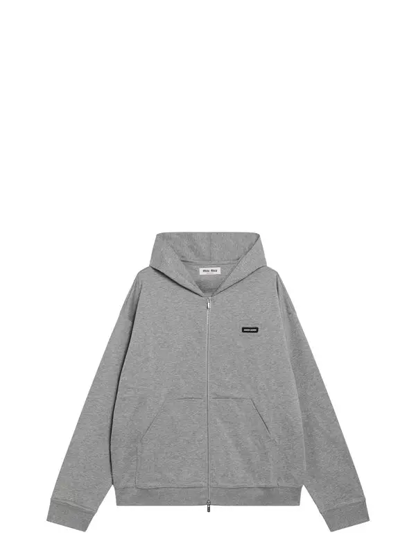 Miu Miu Cotton Zip-up Sweatshirt - Gray