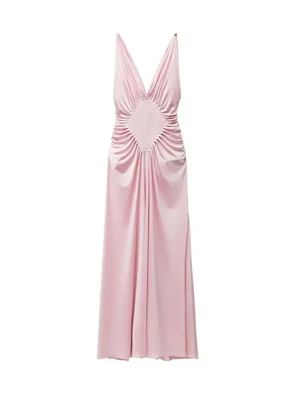 Versace Viscose Jersey Rombo Motif Evening Gown - Pink
