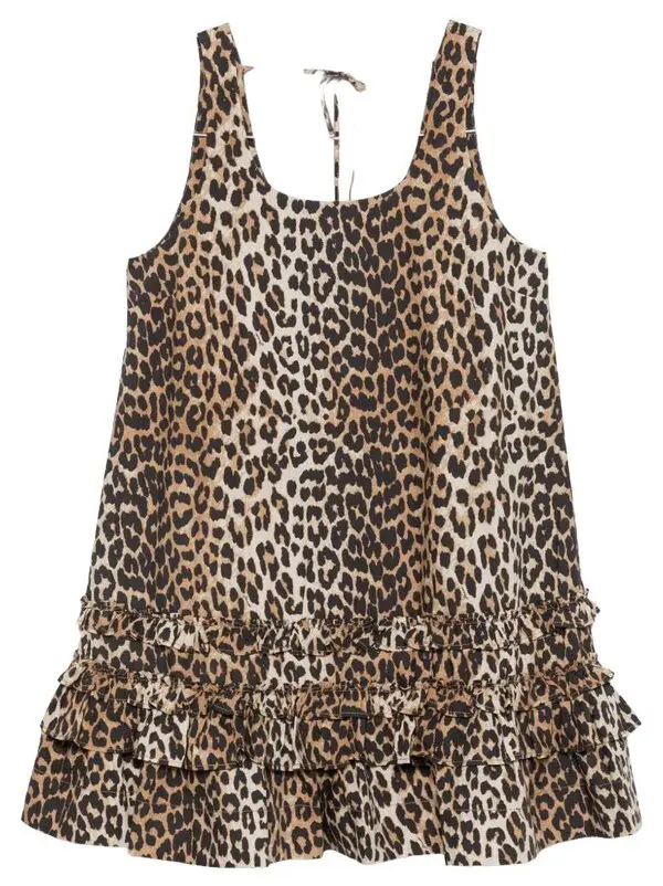 GANNI Animal Print Mini Dress - Multicolor