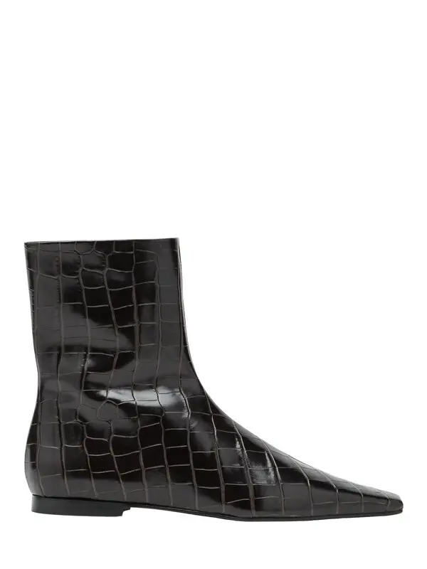 TOTEME Crocodile-effect Leather Chelsea Boots With Zip - Brown