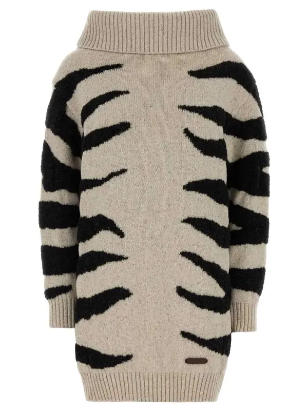 Moschino Wool Blend Sweater Dress - Brown
