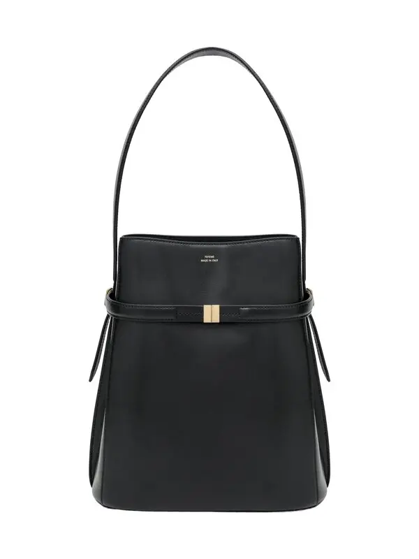 TOTEME Leather Bucket Bag With Strap - Black