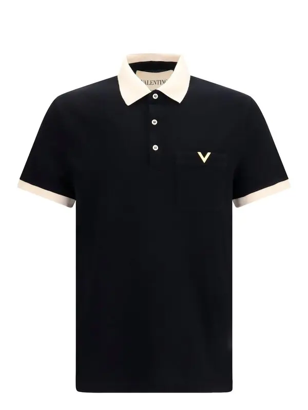 Valentino Garavani Polo With Contrast Trims - Black