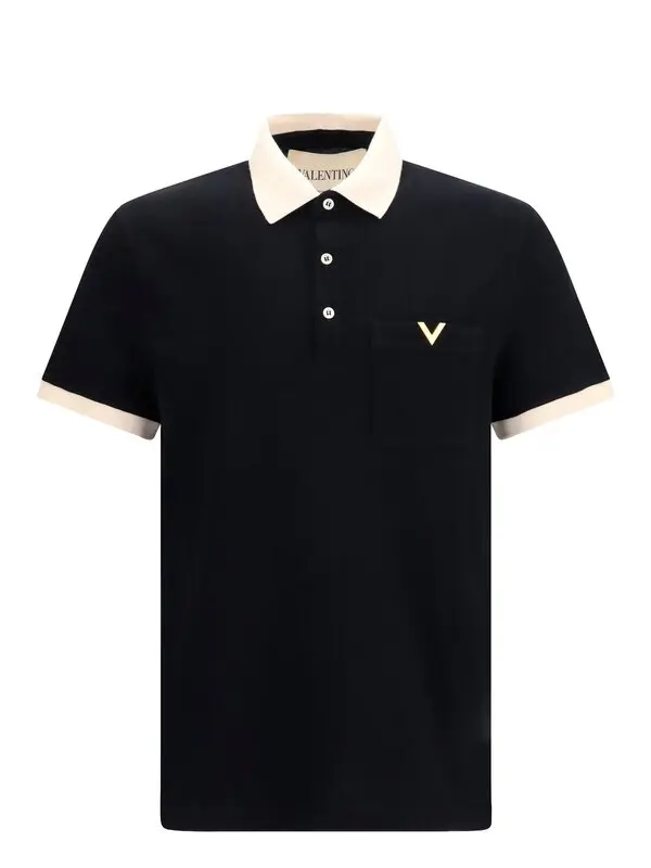 Valentino Garavani Polo With Contrast Trims - Black