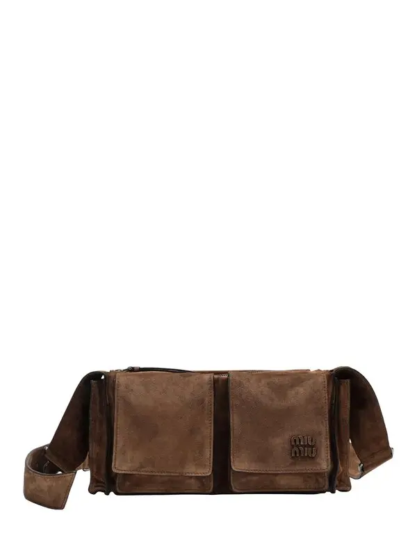 Miu Miu Utilitaire Crossbody Bag In Cocoa Suede - Brown