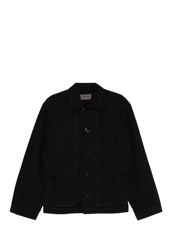 LEMAIRE Cotton And Calf Leather Shirt Jacket - Black
