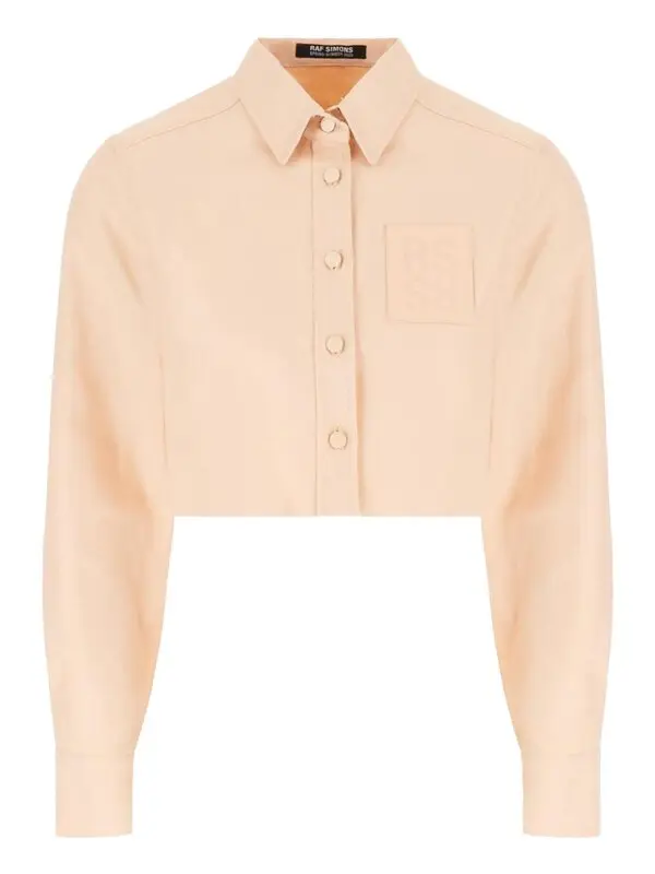 Raf Simons Cropped Button-up Shirt With Logo Patch - Multicolor