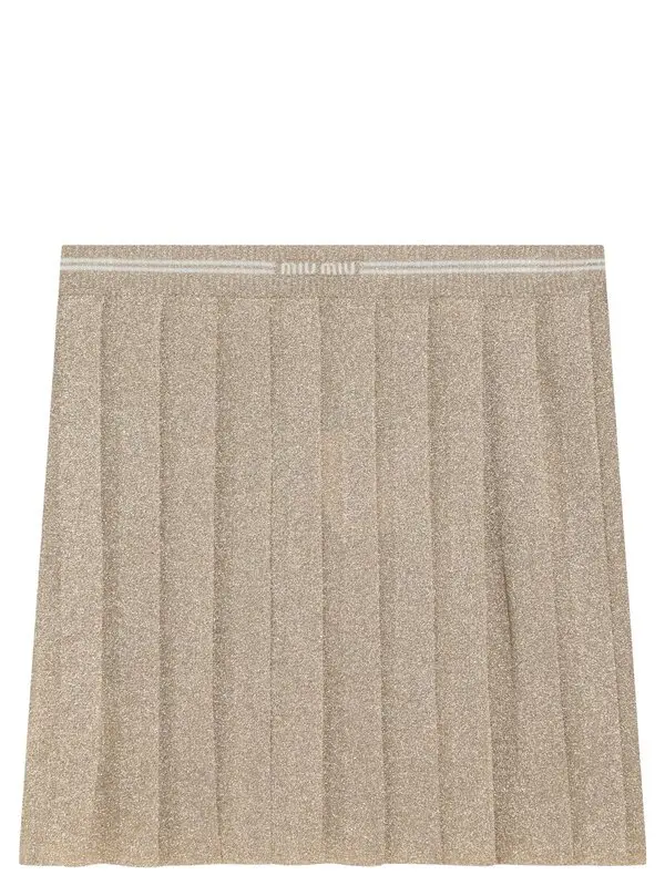 Miu Miu Pleated Lurex Miniskirt - Silver