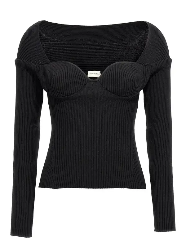 Magda Butrym Ribbed Sweetheart Sweater - Black
