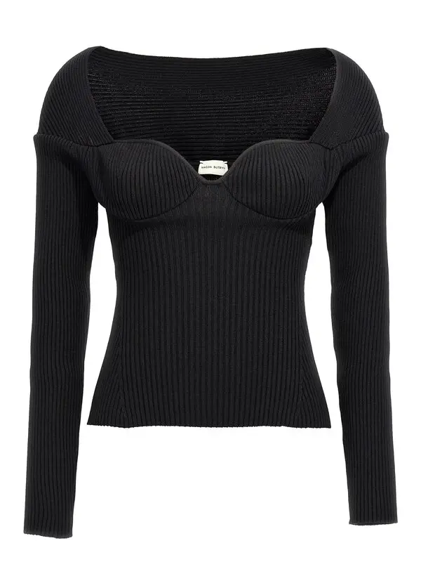 Magda Butrym Ribbed Sweetheart Sweater - Black