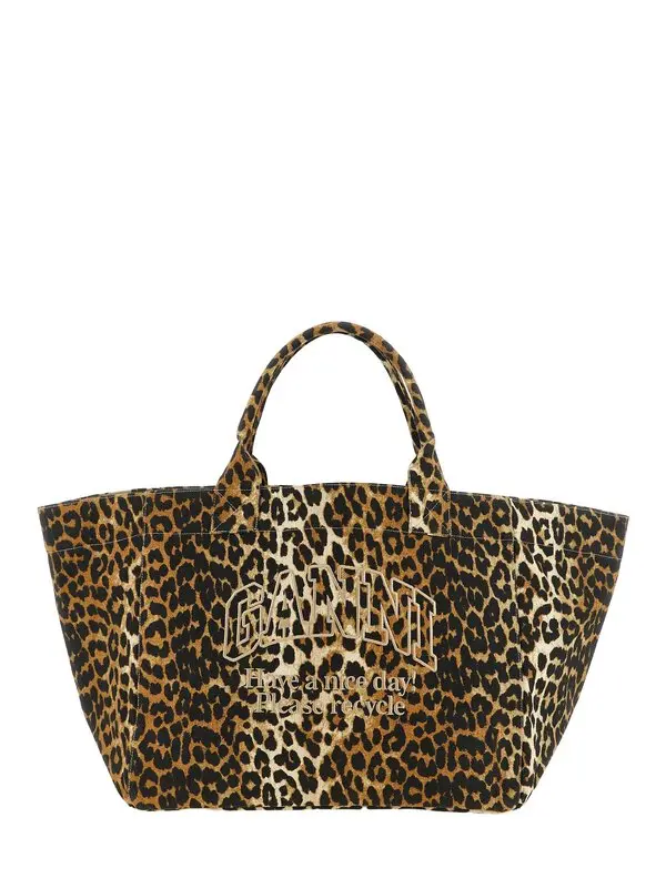 GANNI Leopard Xxl' Shopping Bag - Brown