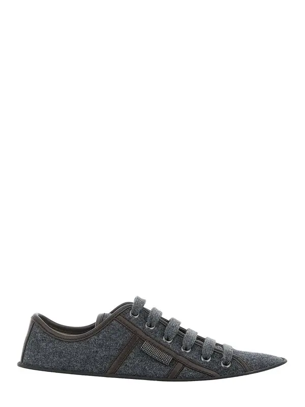 Brunello Cucinelli Shiny Tab Sneakers - Gray