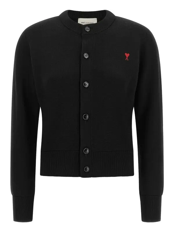 AMI Paris De Coeur' Cardigan - Black