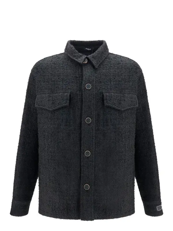 Balmain Tweed Buttoned Jacket - Black