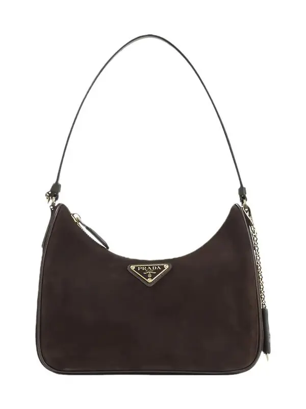 Prada Suede Shoulder Bag - Brown