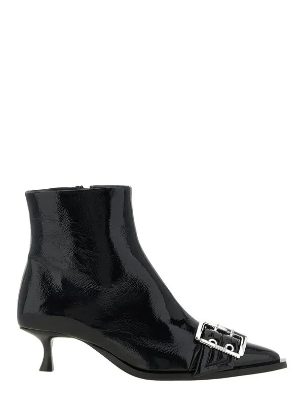 GANNI Buckle Ankle Boots - Black