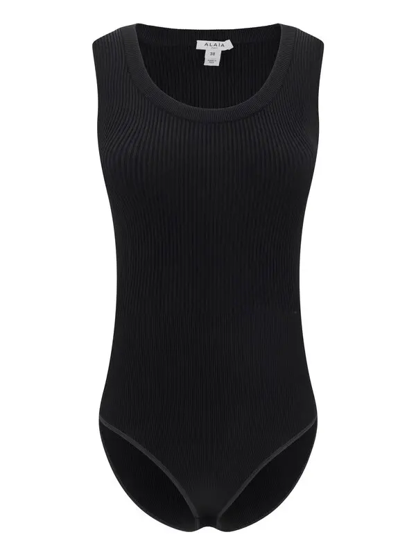 Alaïa Ribbed Bodysuit - Black