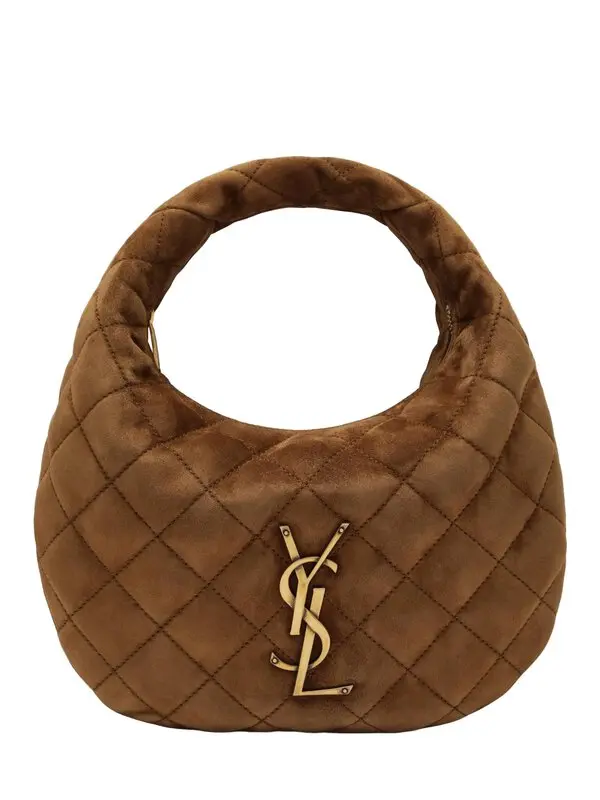 Saint Laurent Icarino Bag In Quilted Suede - Brown