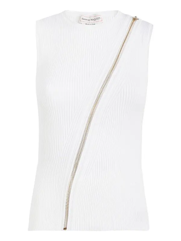 Alexander McQueen Sleeveless Ribbed Knit Top - Multicolor