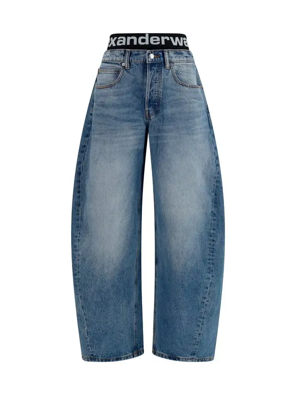 Alexander Wang Layered Belt Logo-waist Jeans - Blue