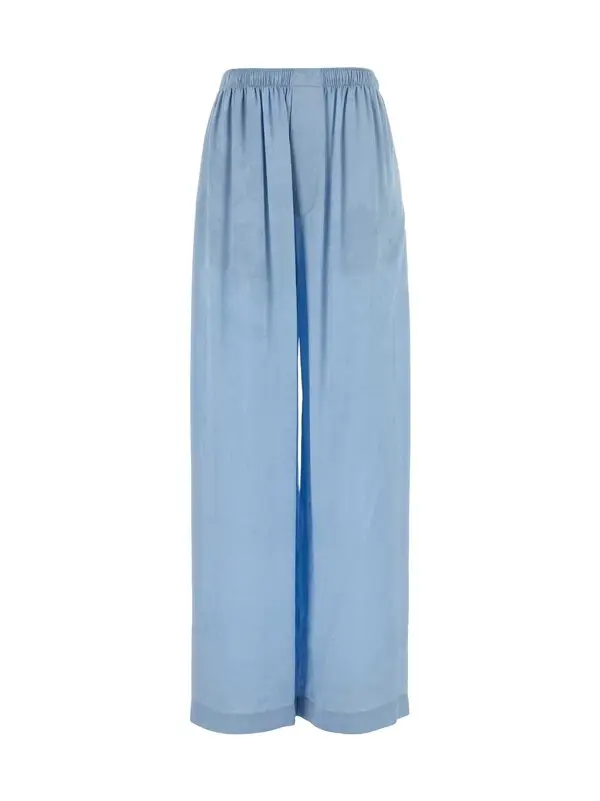 Balenciaga Light Silk Wide-leg Pant - Blue