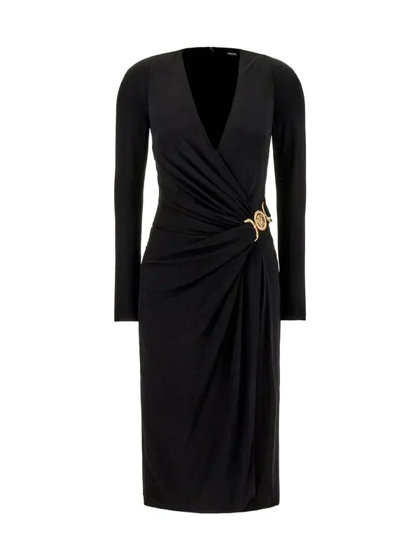 Versace Long Sleeve Ruched Dress - Multicolor