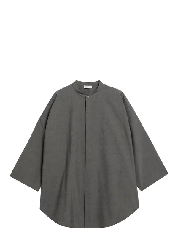 Fear Of God Relaxed Mandarin Shirt In Wool Blend - Gray
