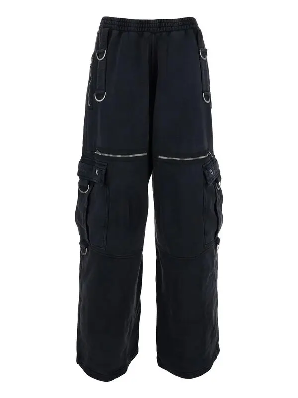 Balenciaga Black Cargo Pants With Applied Rings On Front And Back In Cotton For - Multicolor