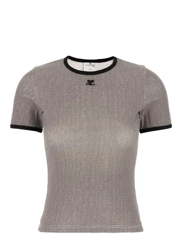 COURREGES Houndstooth Short Sleeve T-shirt - Multicolor