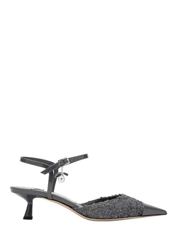 JIMMY CHOO Leather And Fabric Slingbacks - Gray