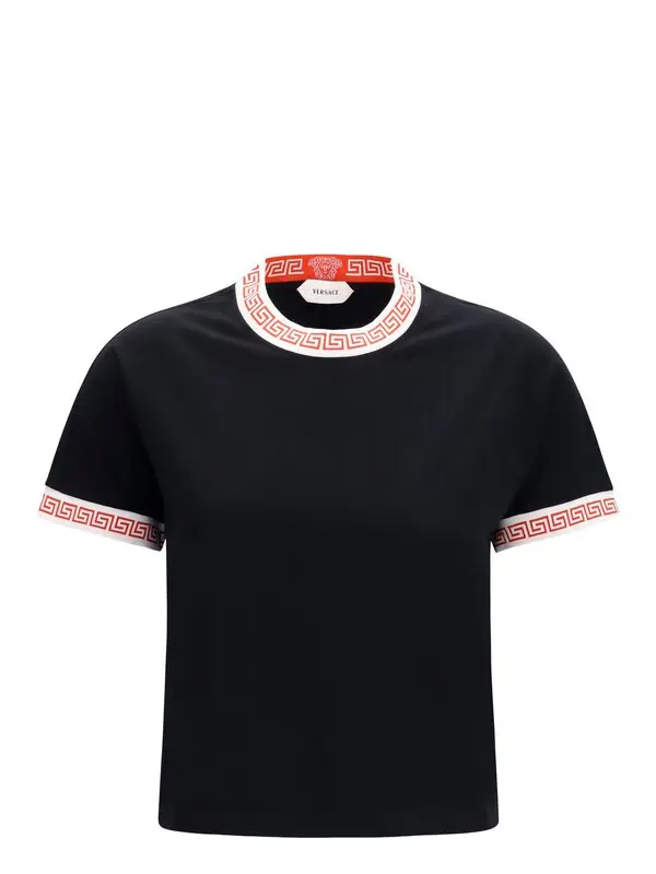 Versace T-shirt With Greca Details - Black
