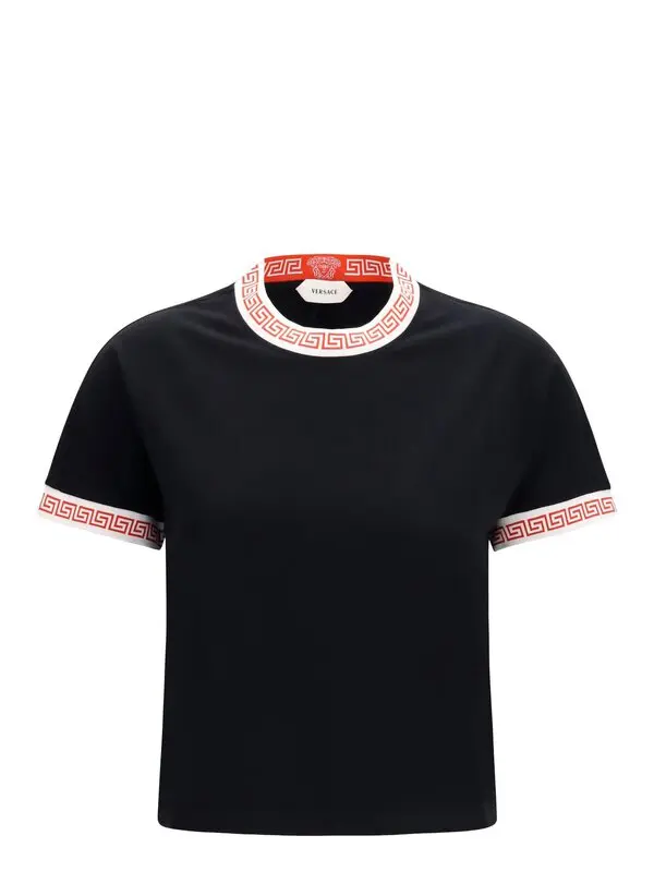Versace T-shirt With Greca Details - Black