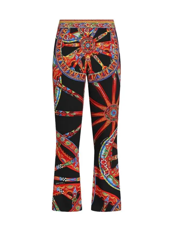 Dolce & Gabbana Carretti Print Silk Trousers - Multicolor